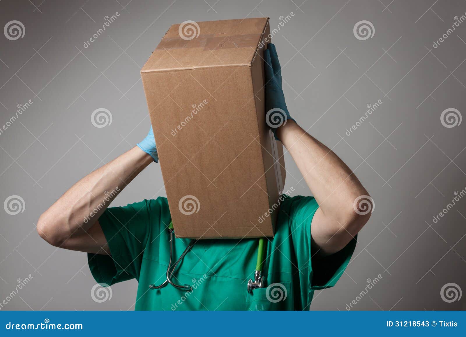 Doctor with Cardboard Box Head Stock Image - Image of head, healthcare ...