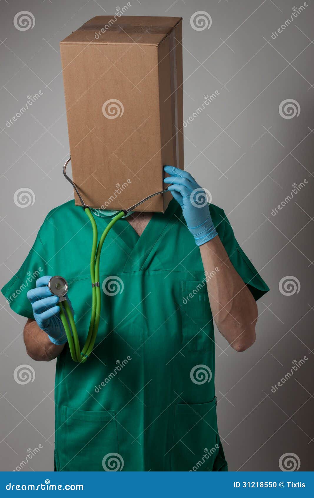 Doctor with Cardboard Box Head Stock Photo - Image of care, nurse: 31218550
