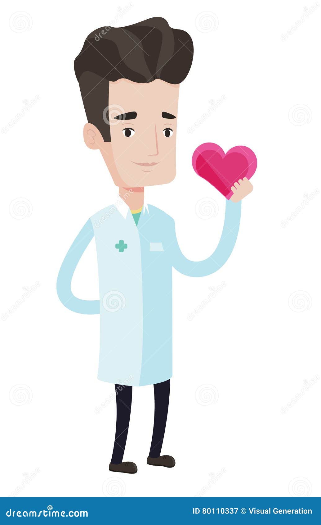 Doctor Cardiologist Holding Heart Stock Vector Illustration Of
