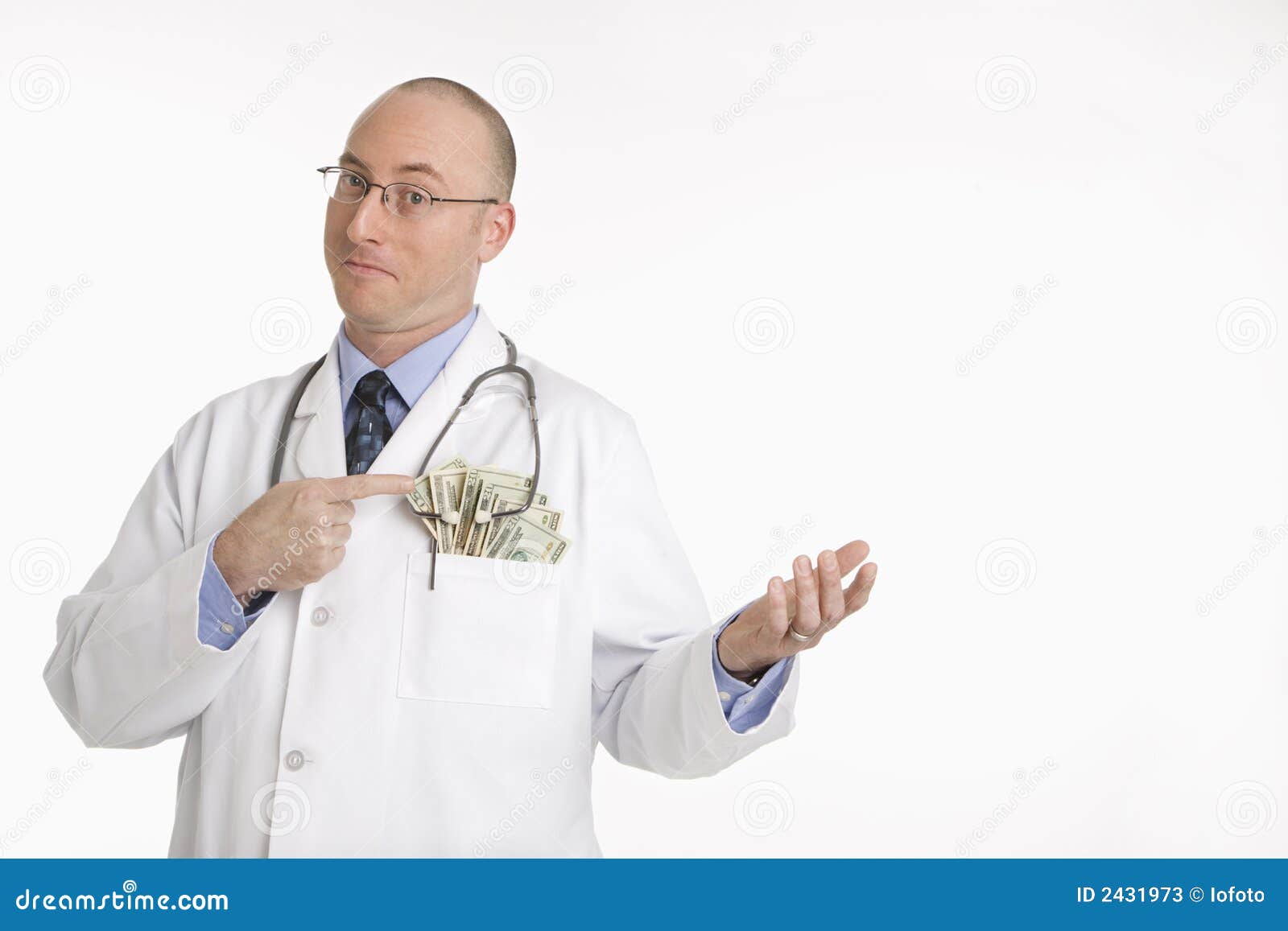 Doctor with cash. stock image. Image of occupation, coat - 2431973