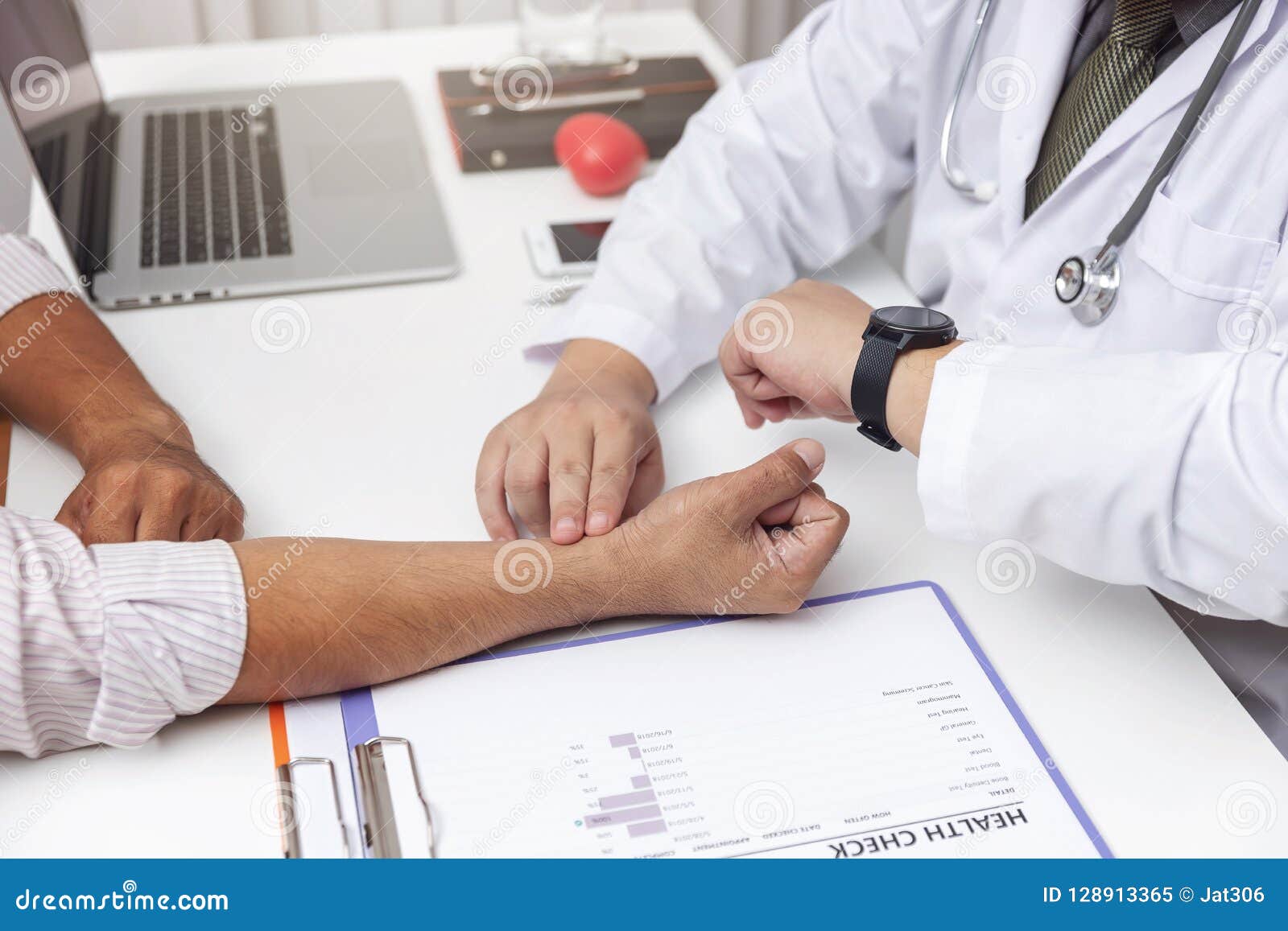 Doctor Check Patient Blood Pressure in Office Stock Image - Image of ...