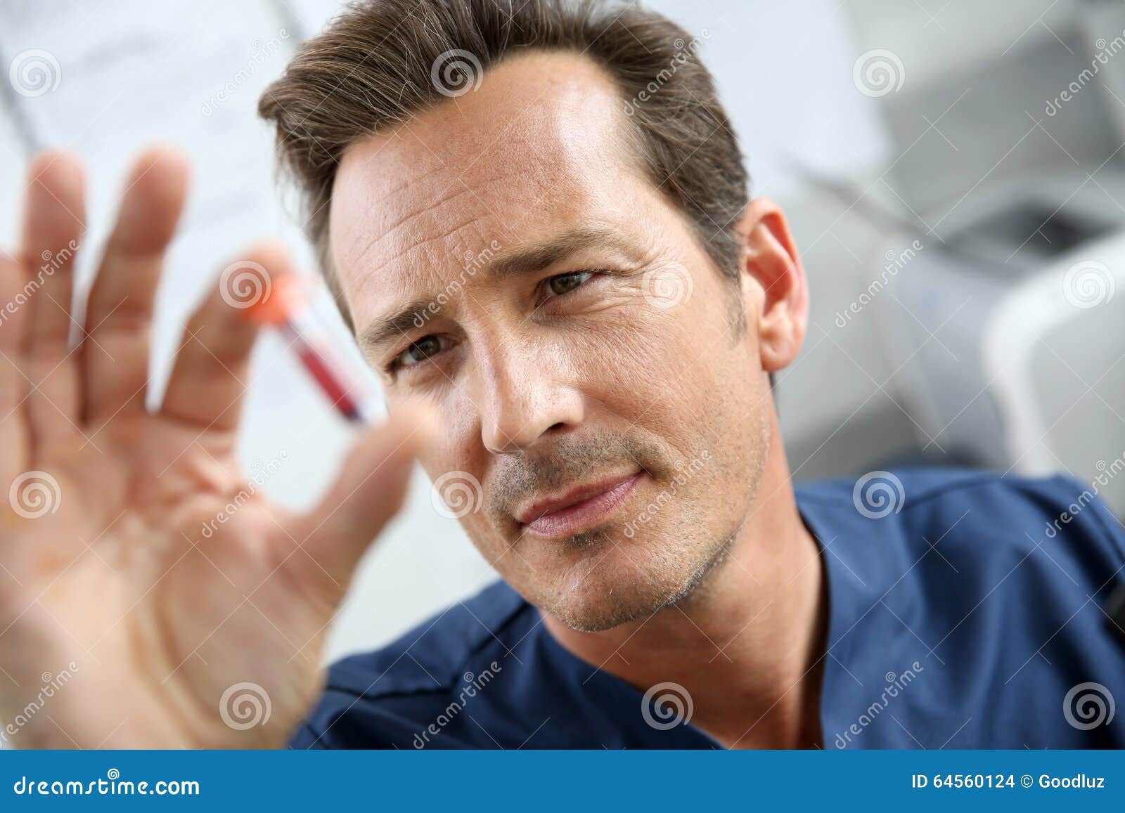Doctor Checking on Blood Sample in Lab Stock Photo - Image of clinic ...