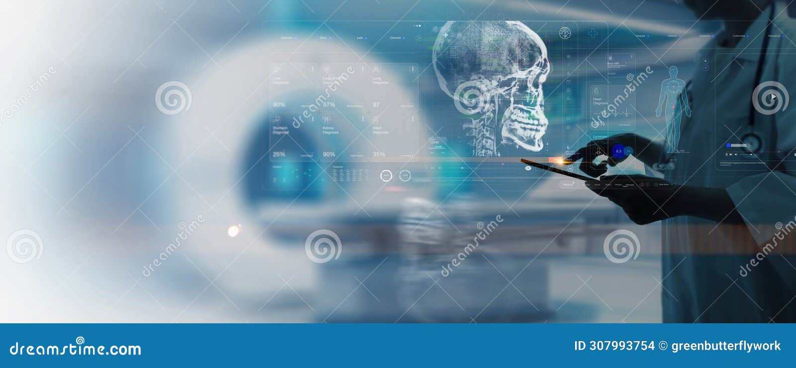 Doctor Checking Brain Testing Result with Ai Computer Interface ...