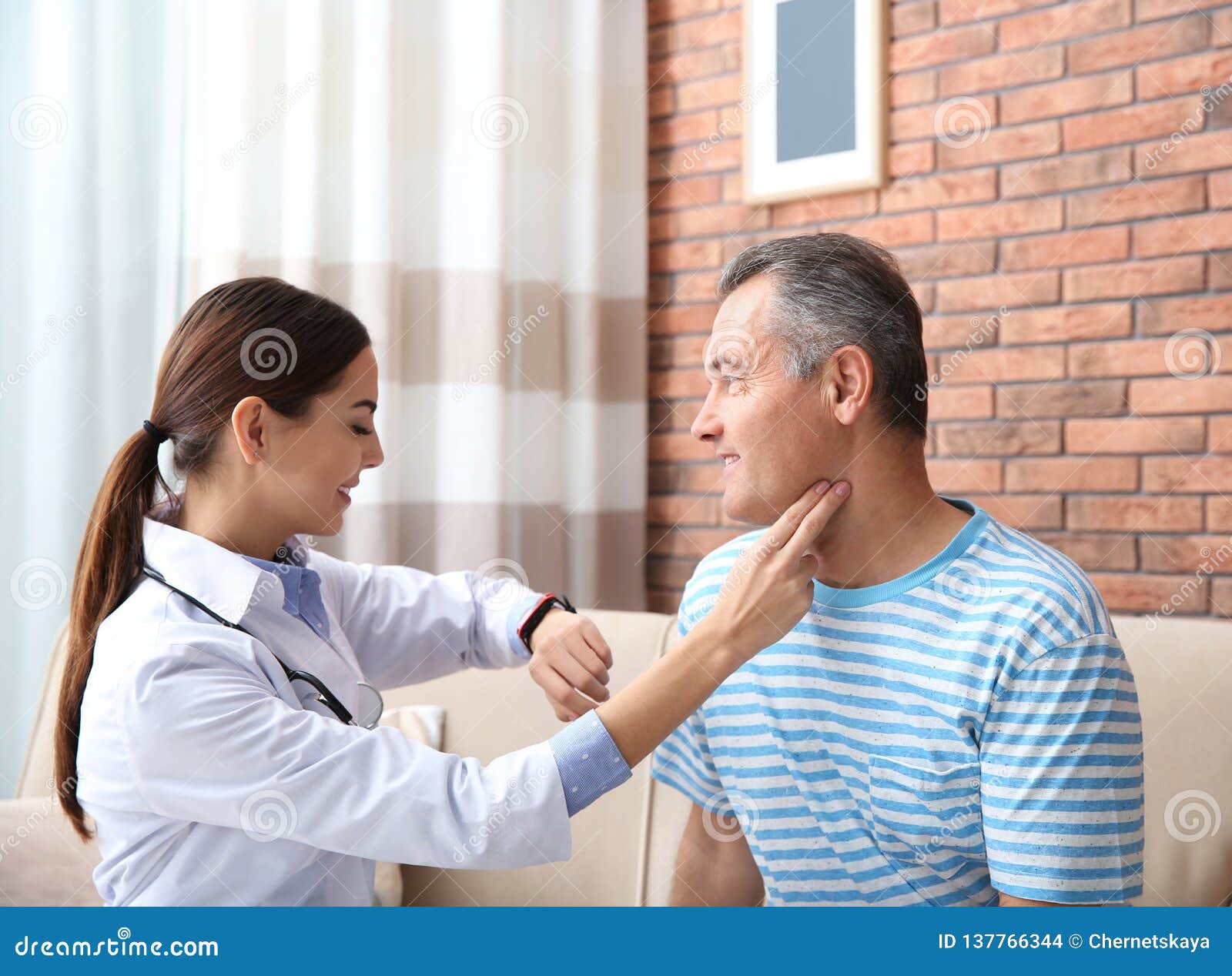 Doctor Checking Mature Man`s Pulse with Fingers Stock Photo - Image of ...