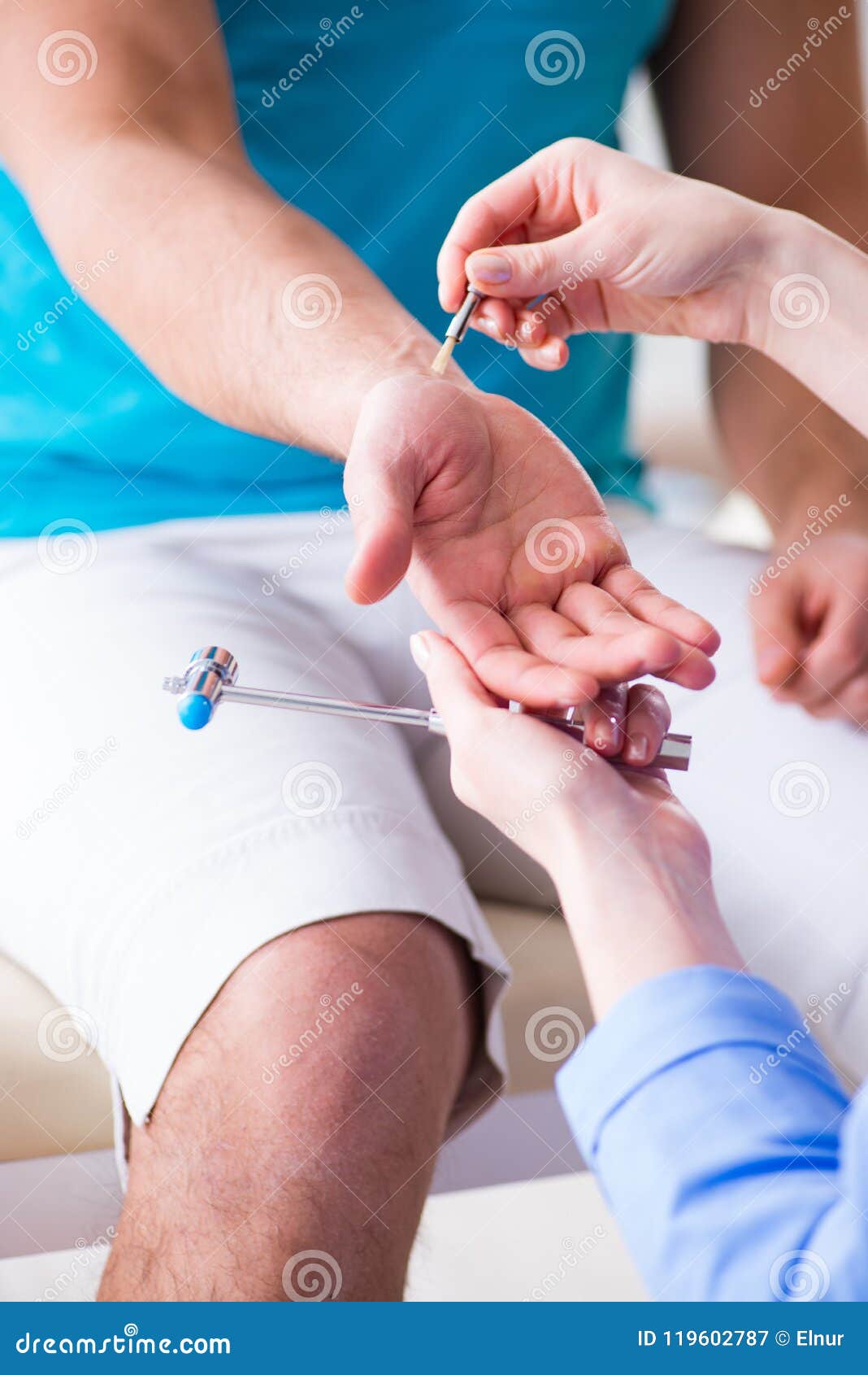 The Doctor Checking Nerve Reflexes with Hammer Stock Image - Image of ...