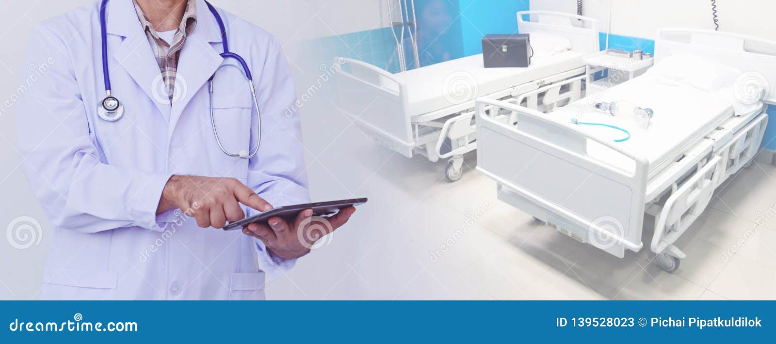 Doctor Checking Patient Information on a Tablet Device Stock Image ...