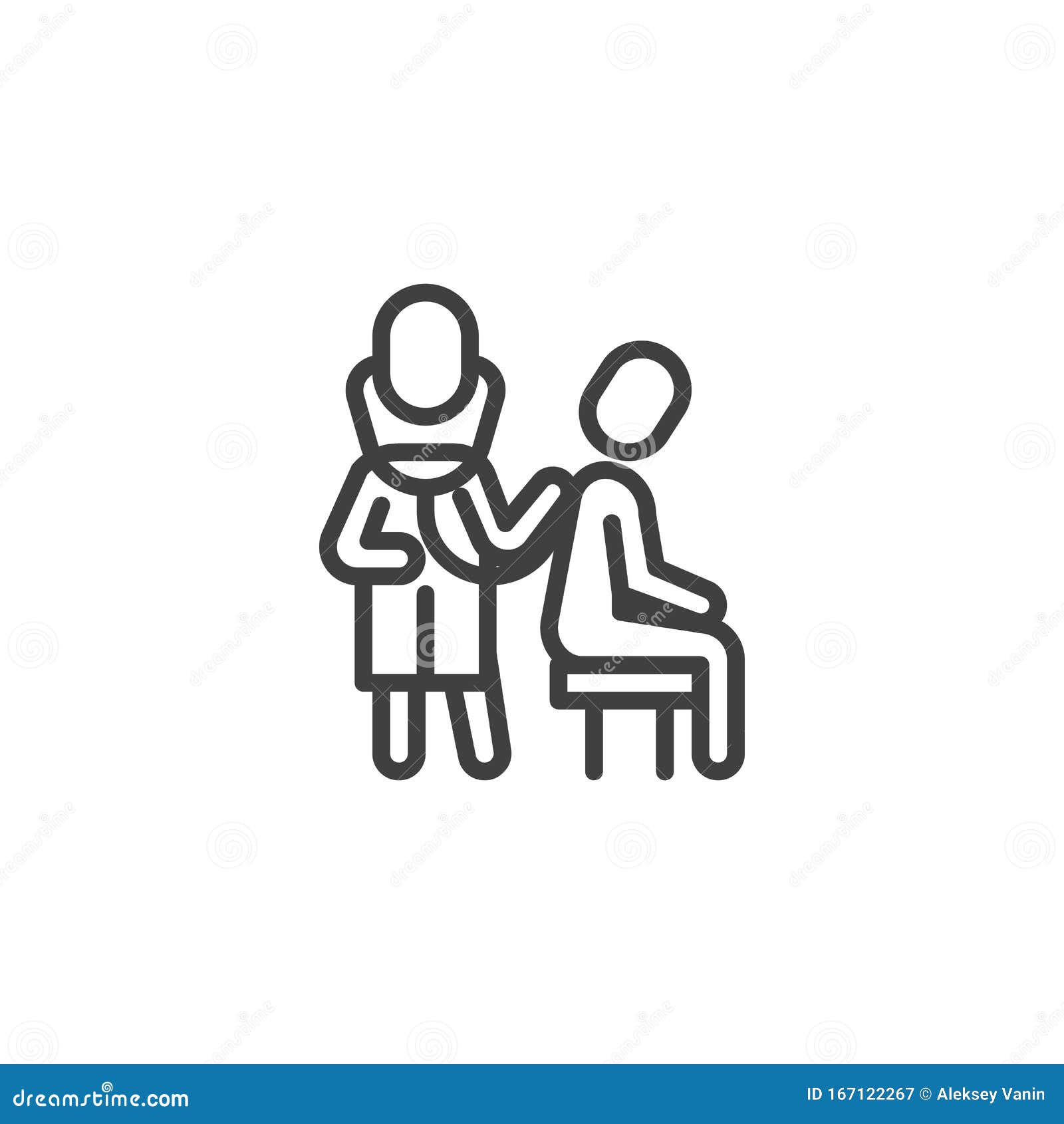 Doctor Checking Patient Line Icon Stock Vector Illustration Of