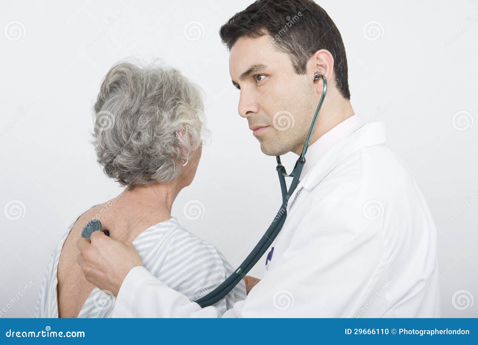 Doctor Checking Patient S Back Using Stethoscope Stock Photo - Image of ...