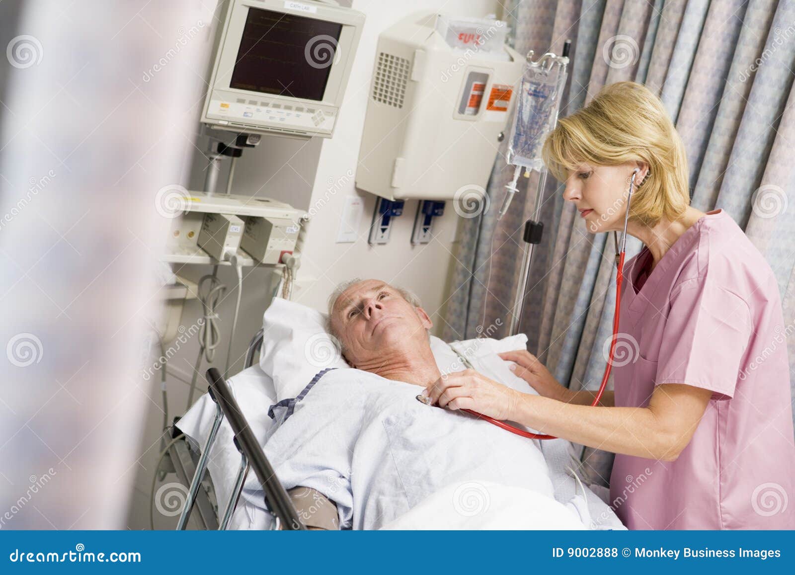 Doctor Checking Patient S Heartbeat Stock Photo - Image of lying ...