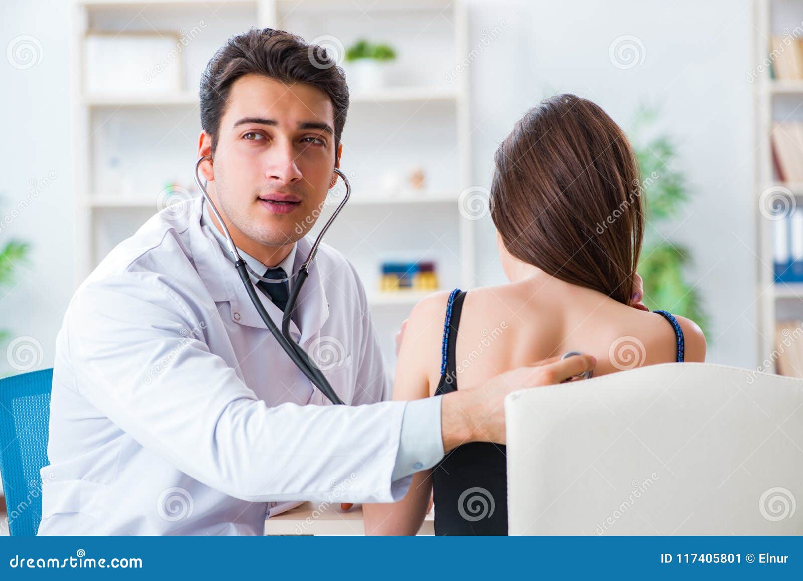 The Doctor Checking Patient with Stethoscope Stock Image - Image of ...