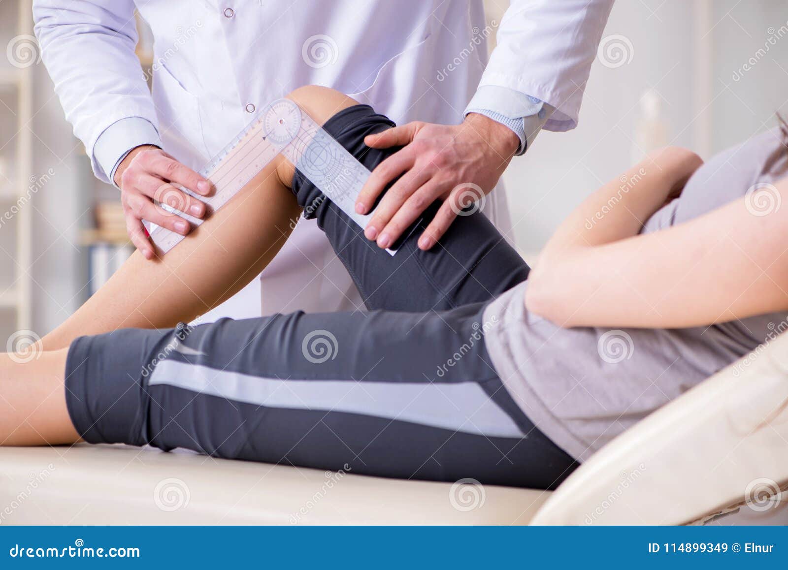The Doctor Checking Patients Joint Flexibility Stock Image - Image of ...
