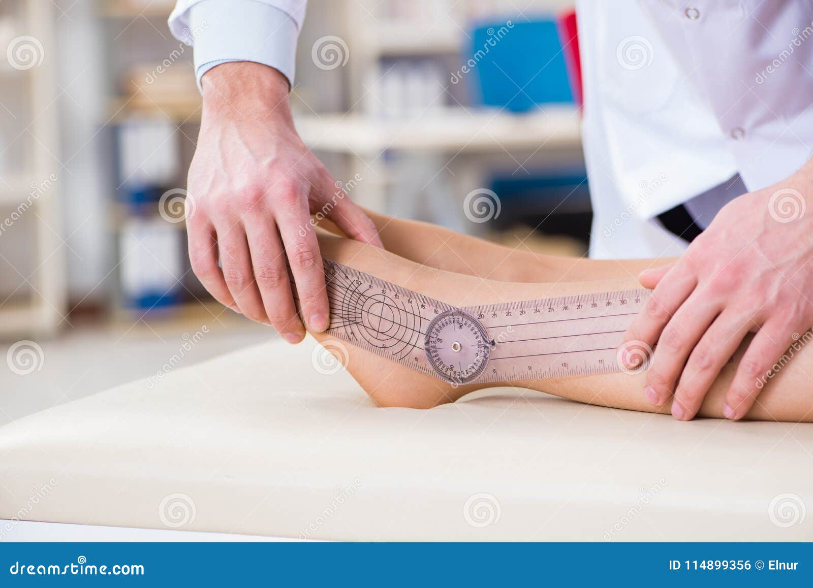 The Doctor Checking Patients Joint Flexibility Stock Photo - Image of ...