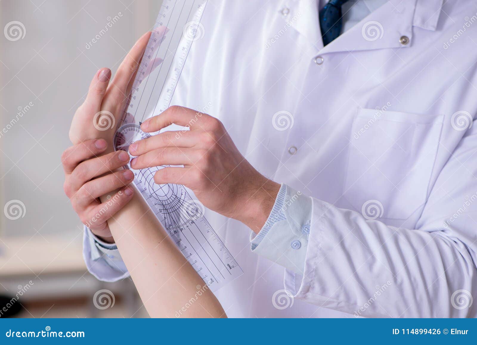 The Doctor Checking Patients Joint Flexibility Stock Photo - Image of ...