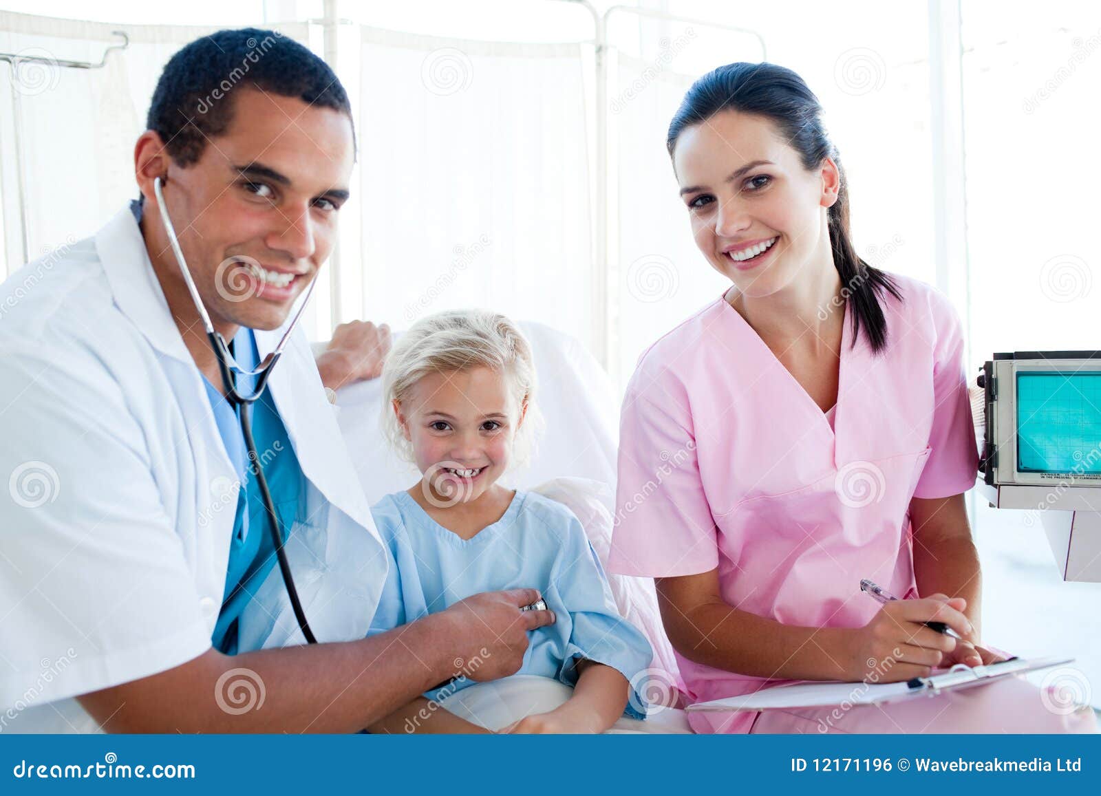A Doctor Checking the Pulse on a Little Girl Stock Photo - Image of ...