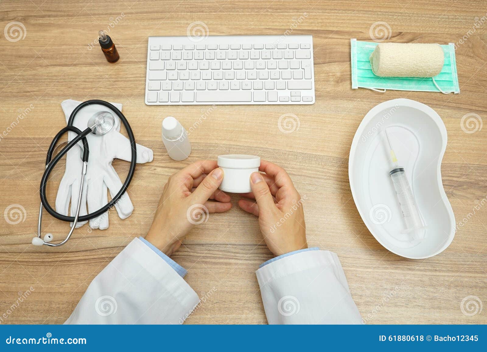 Doctor is Checking and Repiraing Medication in His Hands Stock Photo ...