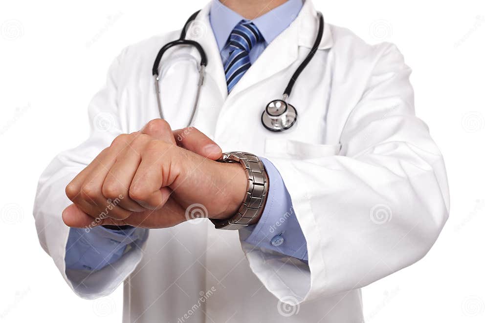 Doctor checking the time stock photo. Image of delayed - 26789412