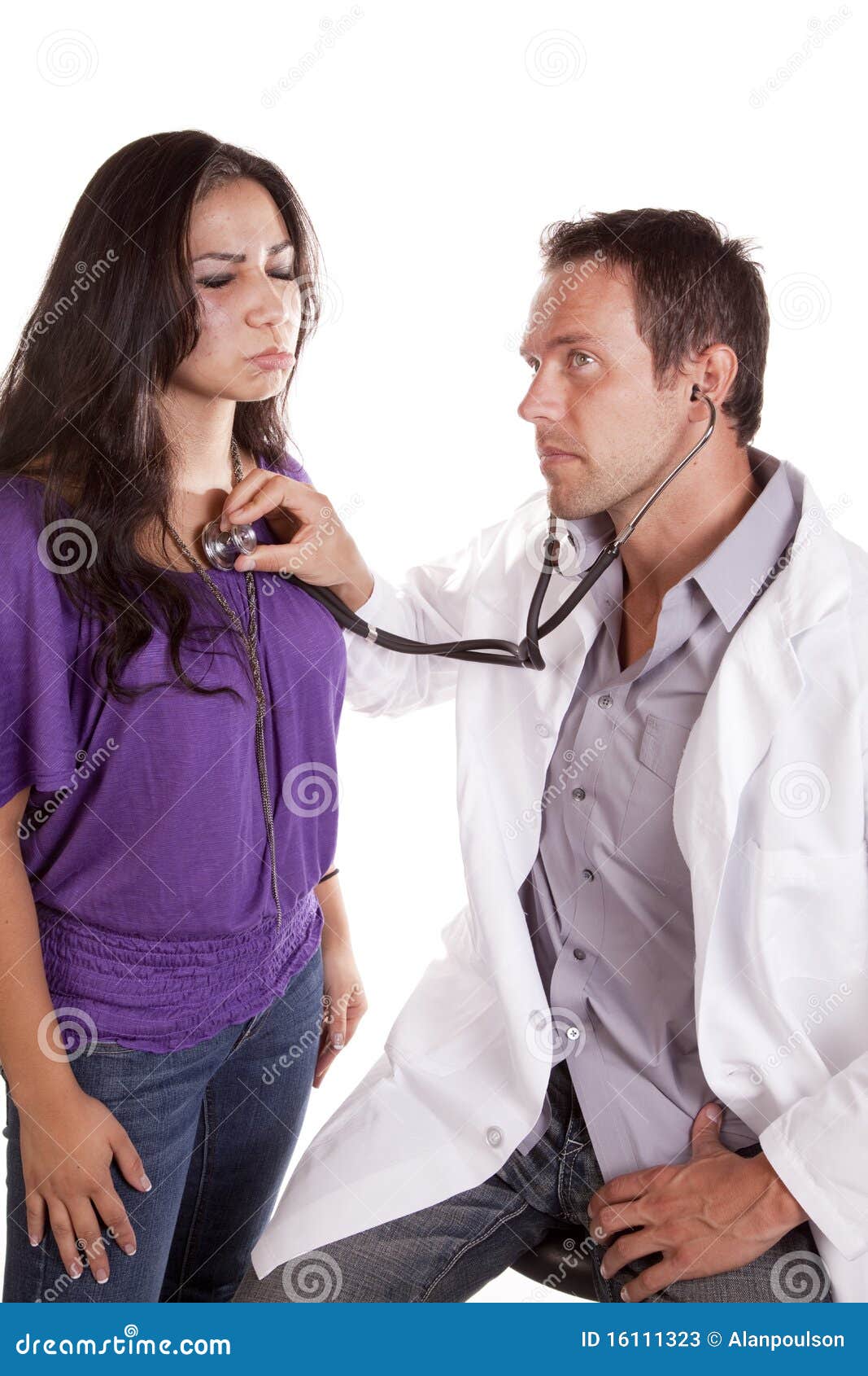 Doctor Checking Womans Heart Stock Image - Image of examination, male ...