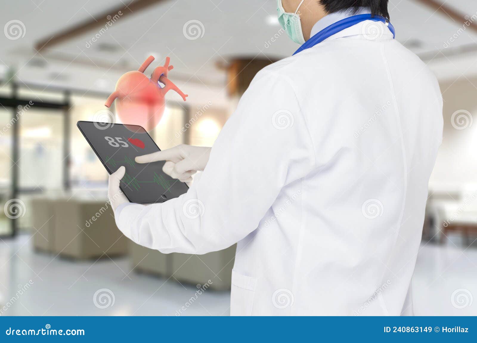 Doctor Checks Heart Beat Function with Computer System Stock Image ...