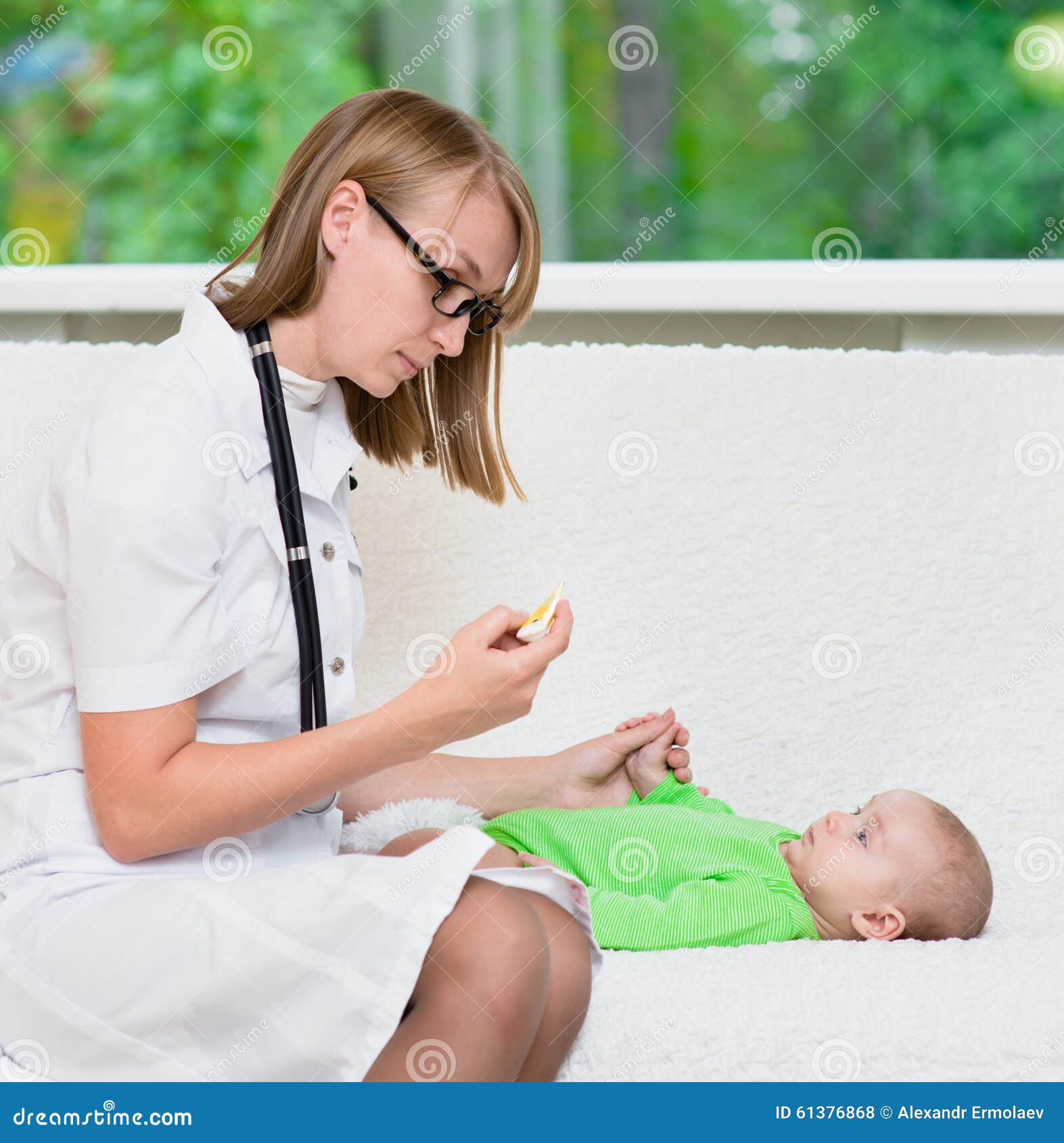 Doctor Checks the Temperature of Baby Stock Photo - Image of healthy ...