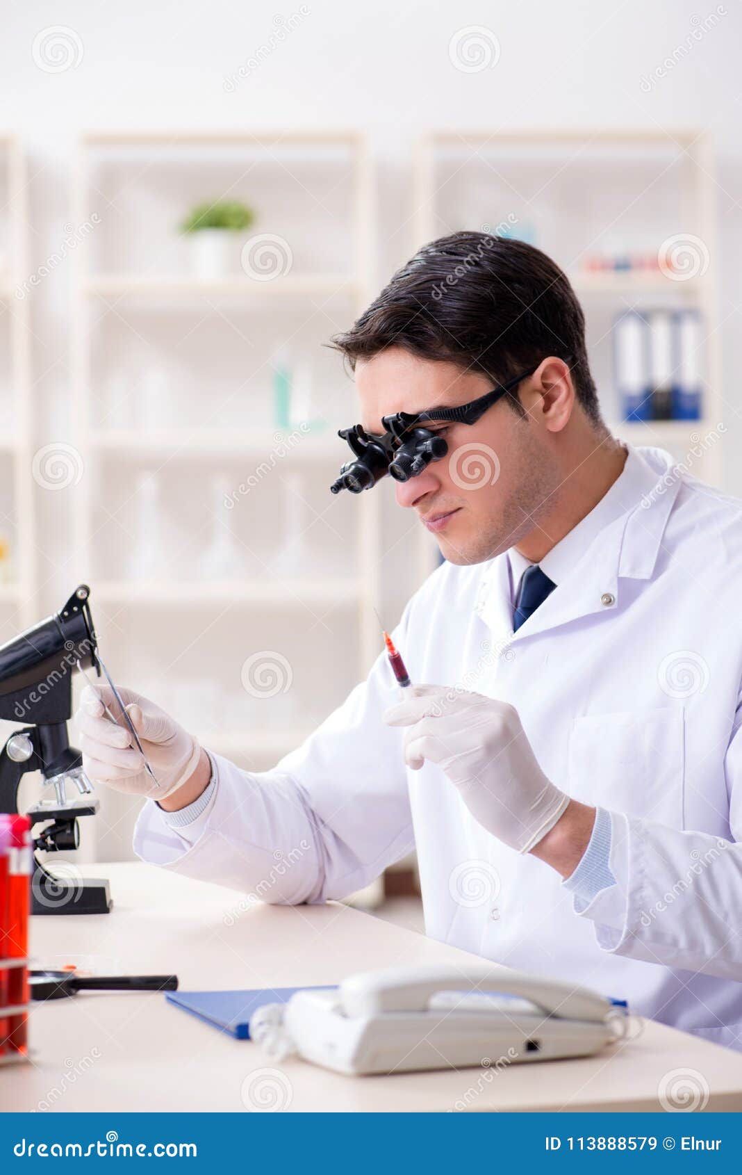 The Doctor Chemist Working on Blood Samples in Lab Stock Image - Image ...