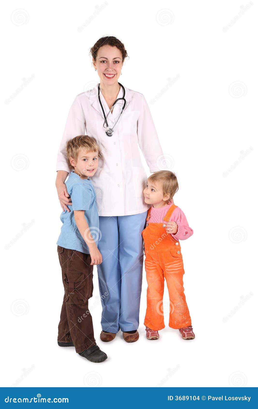 Doctor with children stock photo. Image of human, coat - 3689104