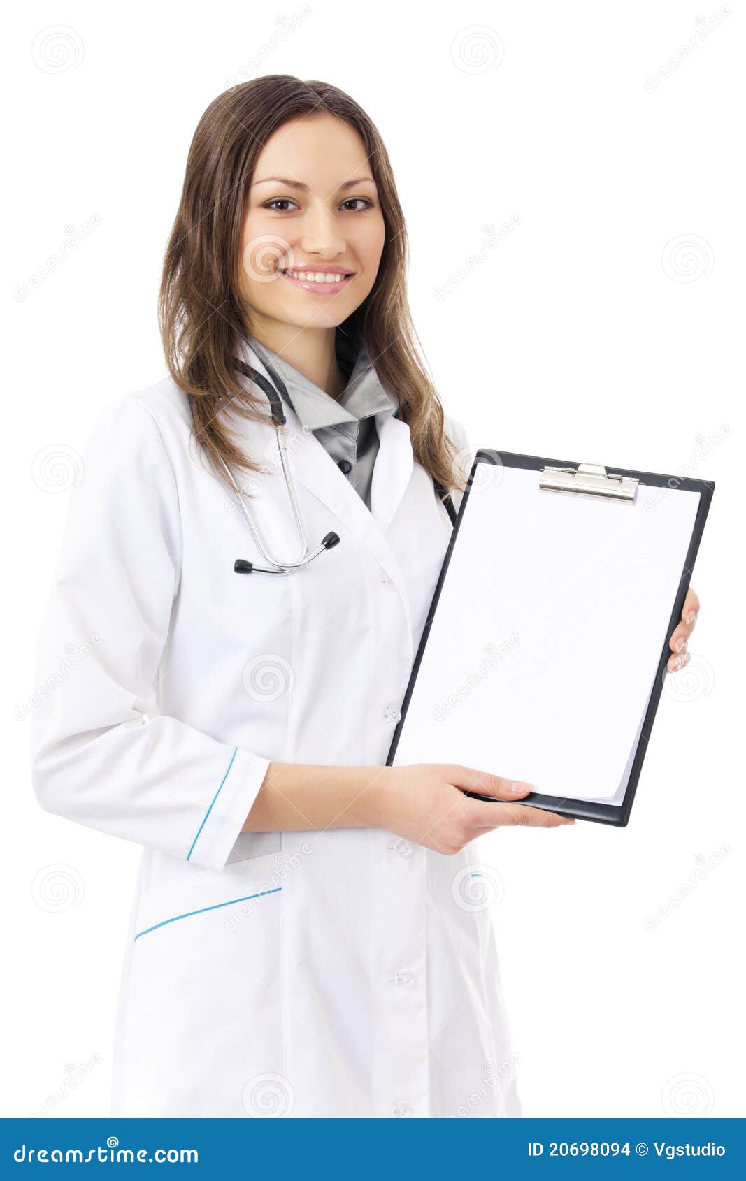 Doctor with Clipboard, Isolated Stock Photo - Image of copyspace ...