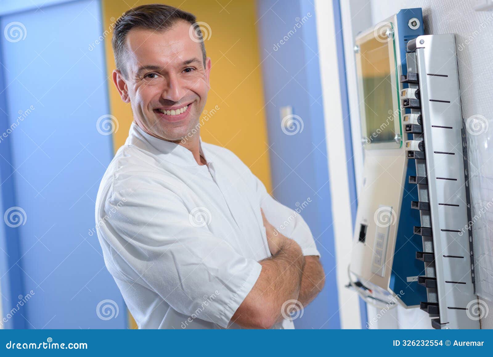 Doctor by Clocking in and Out Machine Stock Photo - Image of occupation ...
