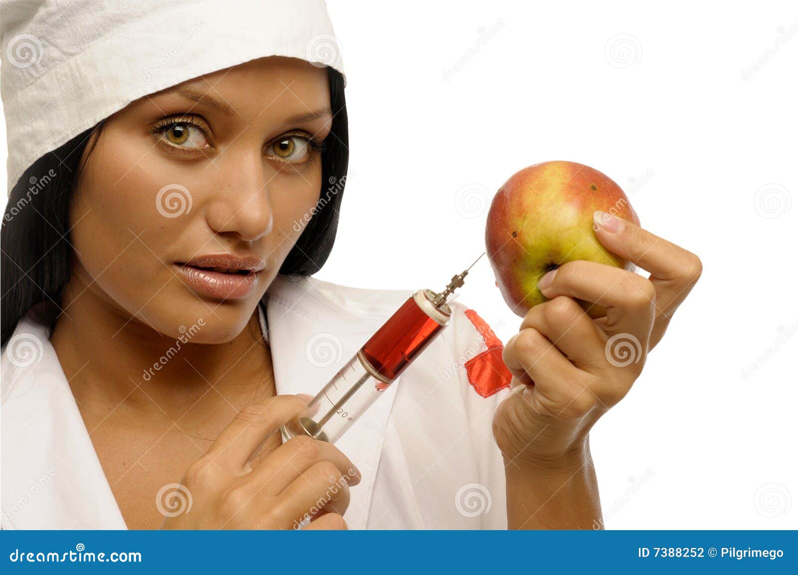 Doctor Clothes is Making the Injection To Appl Stock Photo - Image of ...