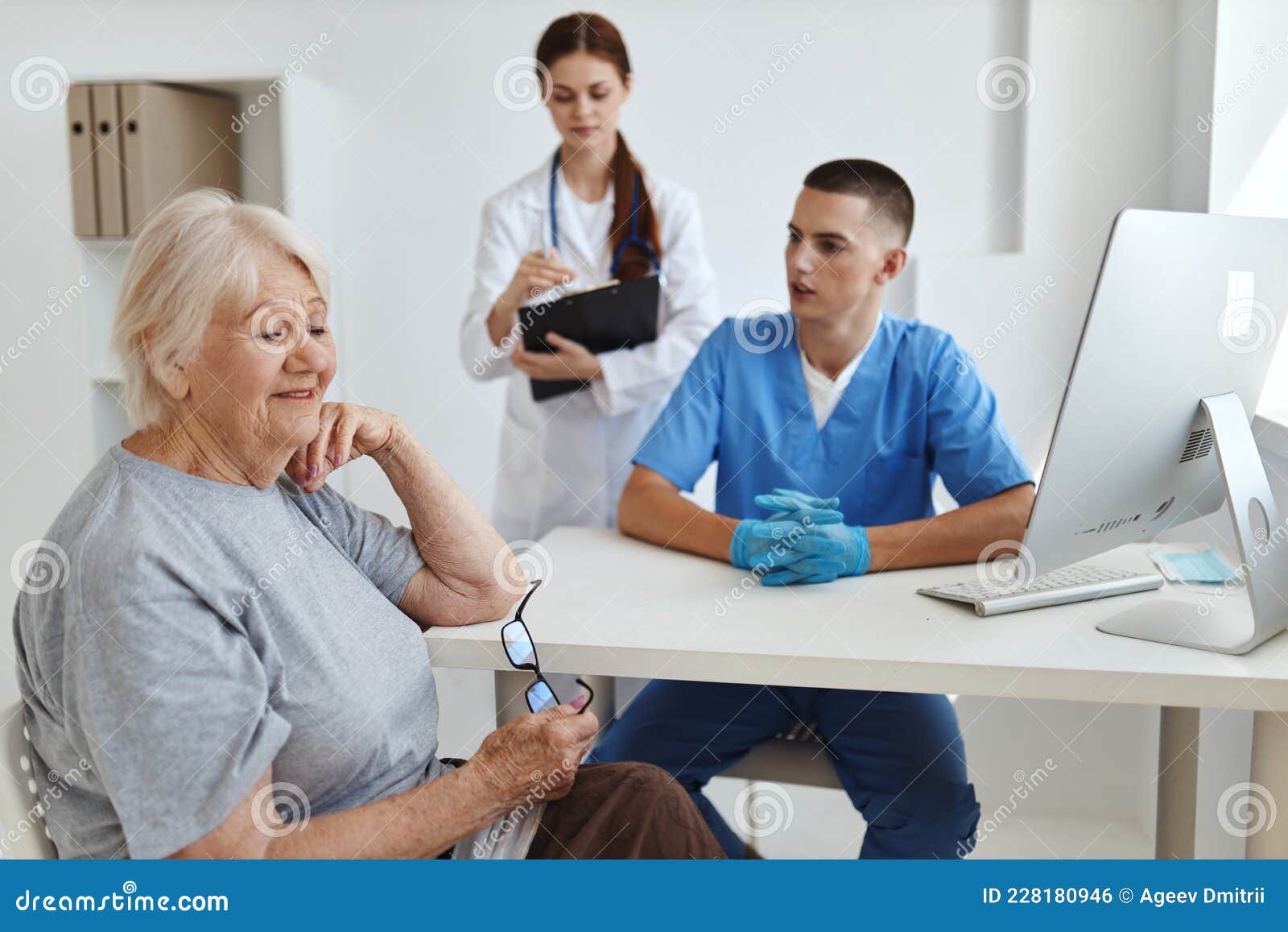 The Doctor Communicates with the Patient with the Nurse Assistant ...