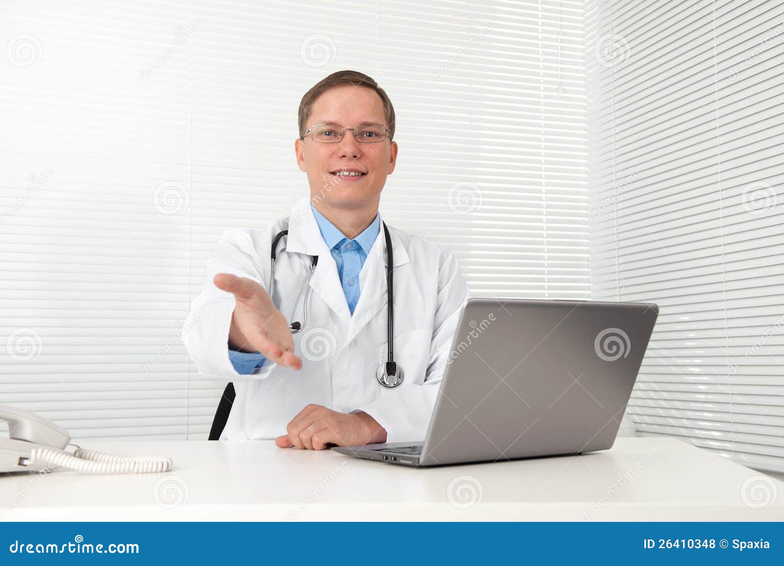 Doctor with a computer stock photo. Image of friendly - 26410348