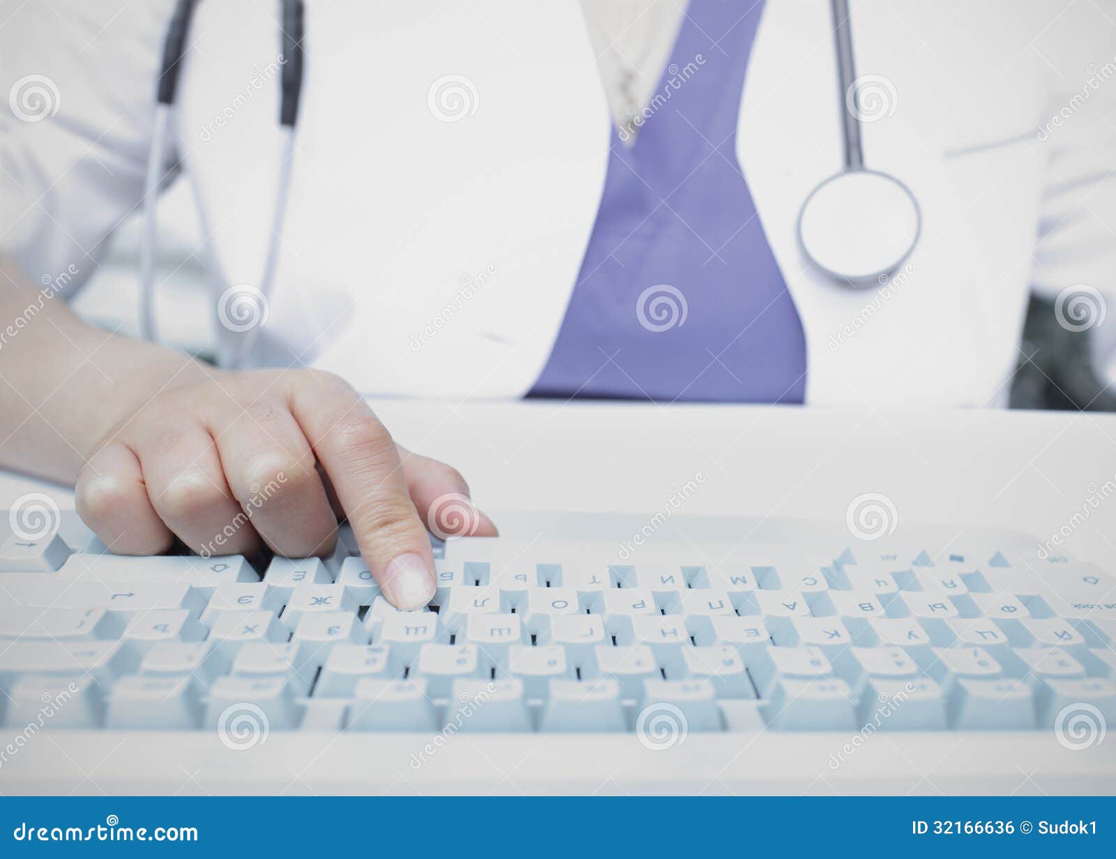 Doctor at the computer. stock photo. Image of hospital - 32166636