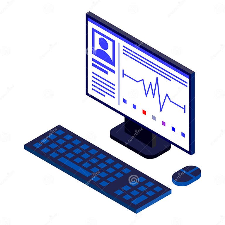 Doctor Computer Icon, Isometric Style Stock Vector - Illustration of ...