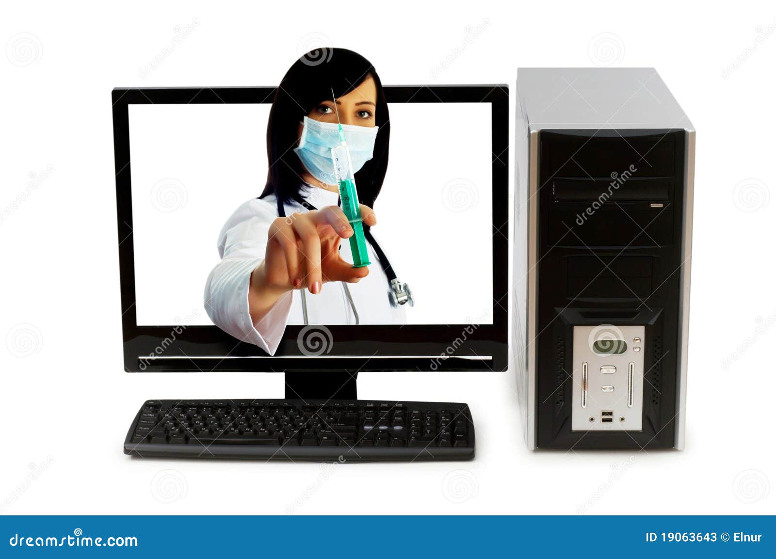 Doctor from Computer Screen Stock Image - Image of caucasian, physician ...