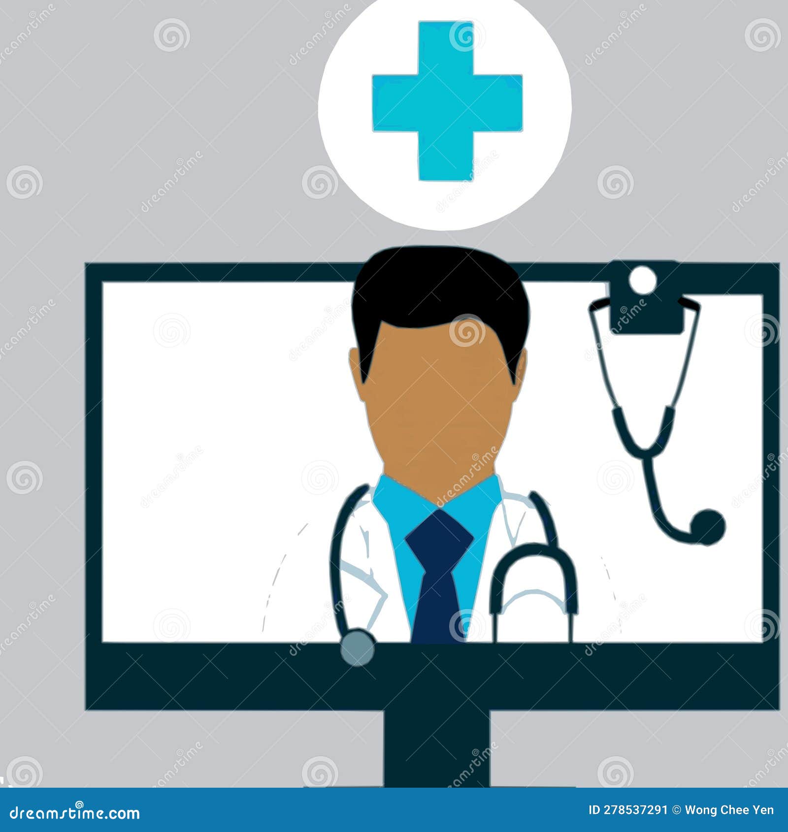 Doctor Computer Stethoscope Vector Graphics Stock Illustration ...