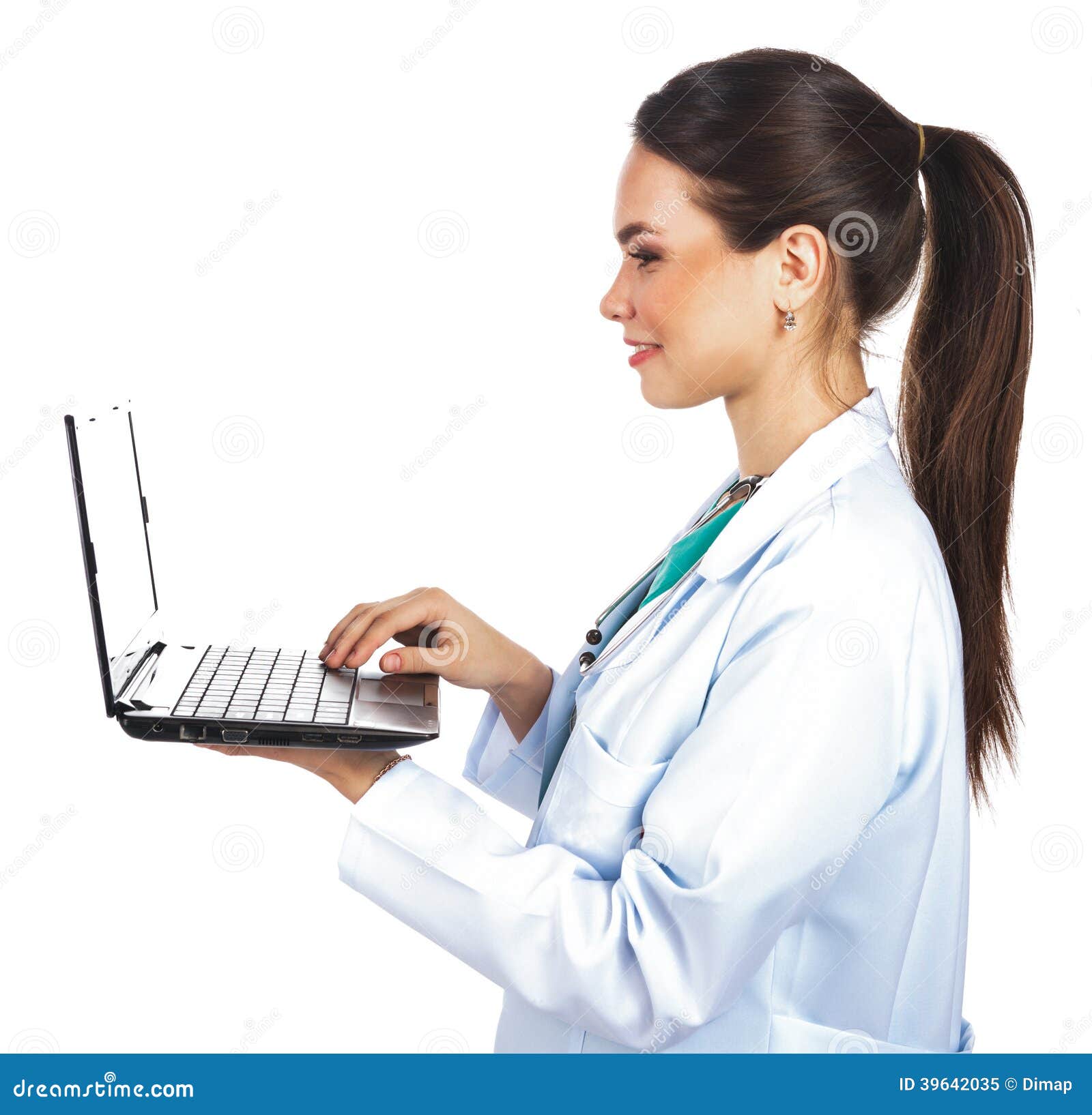 Doctor with a computer stock image. Image of female, nurse - 39642035