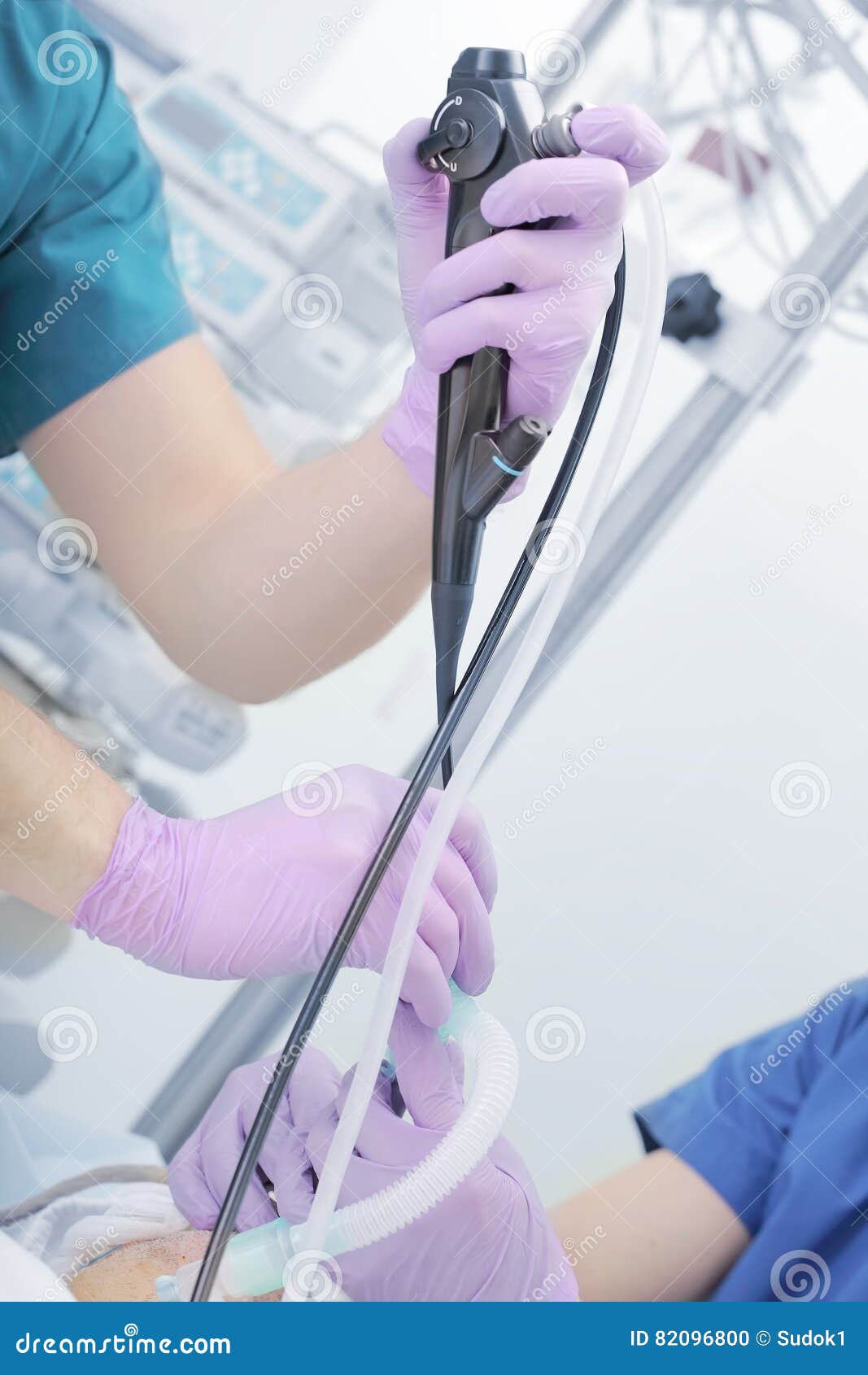 Doctor Conducting Bronchoscopy To a Patient in Ward Stock Photo - Image ...