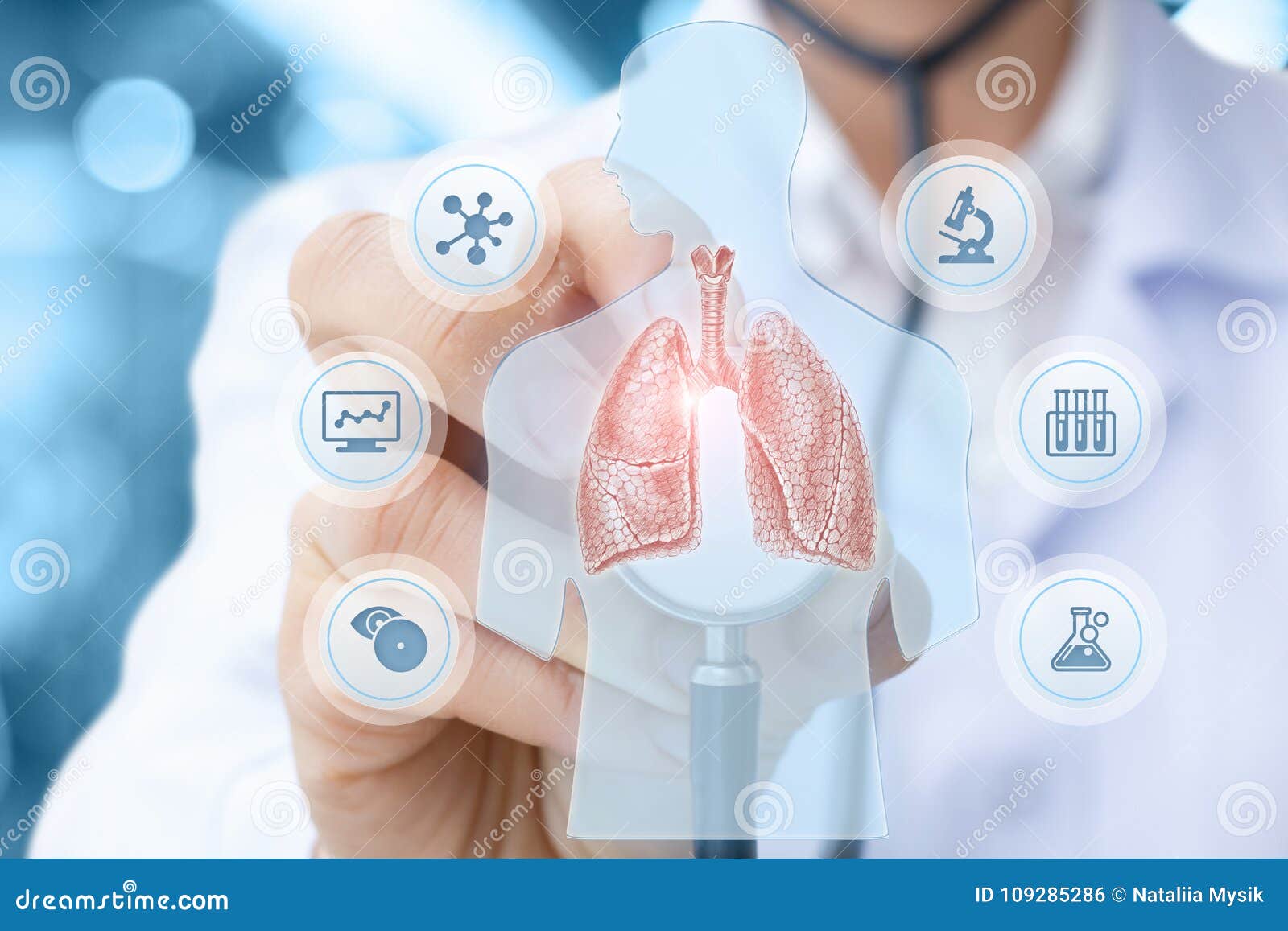 Doctor Conducts a Study and Testing of Lung . Stock Photo - Image of ...