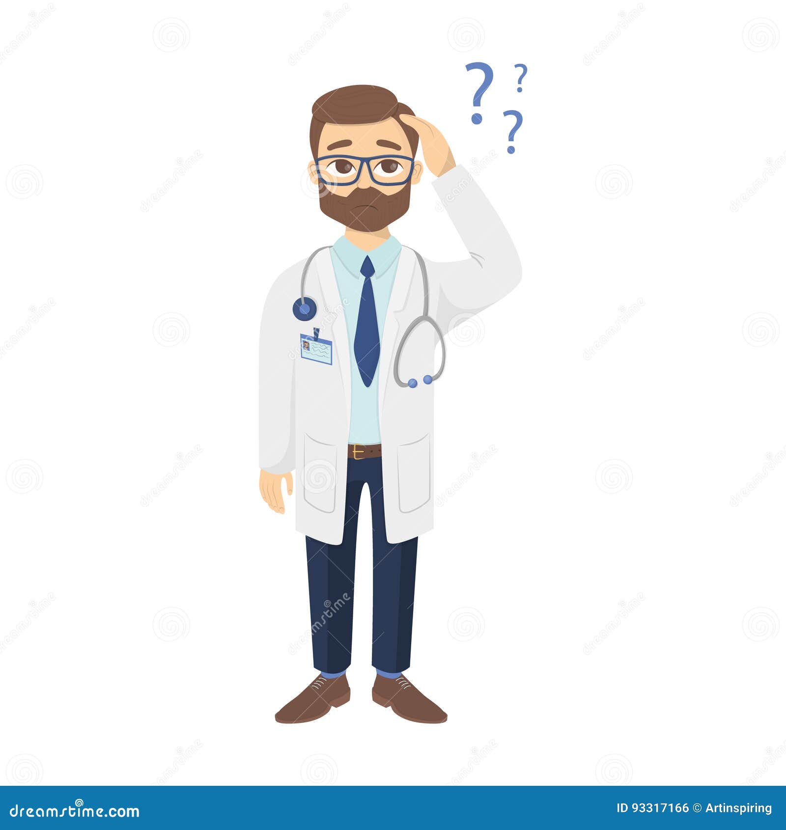 Doctor Confuso Con Preguntas Ilustración del Vector - Ilustración de ...
