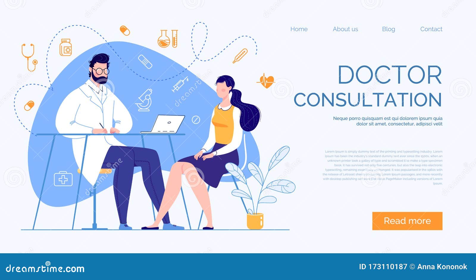 Doctor Consultation Web Site, Landing Page Stock Illustration ...