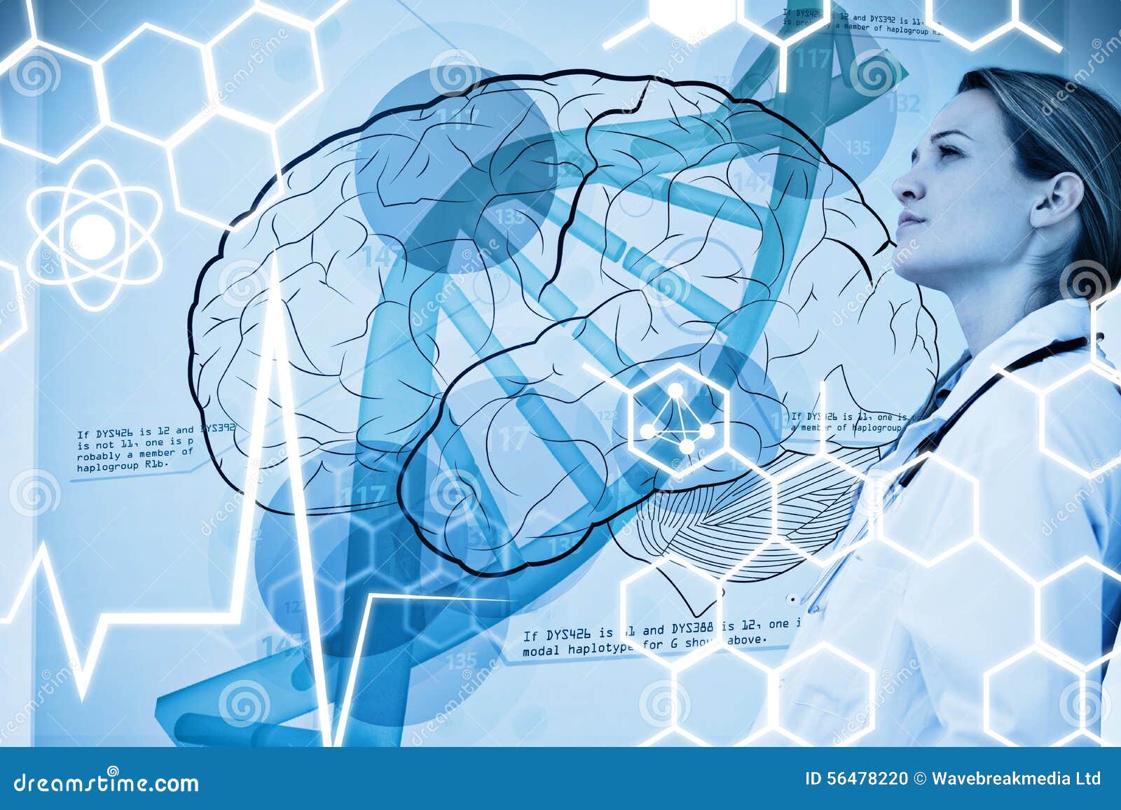 Composite Image of Doctor Consulting Brain Interface Stock Photo ...