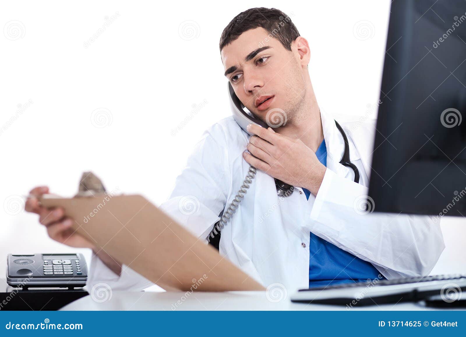 Doctor Convey His Notes To Others Over Phone Stock Image - Image of ...