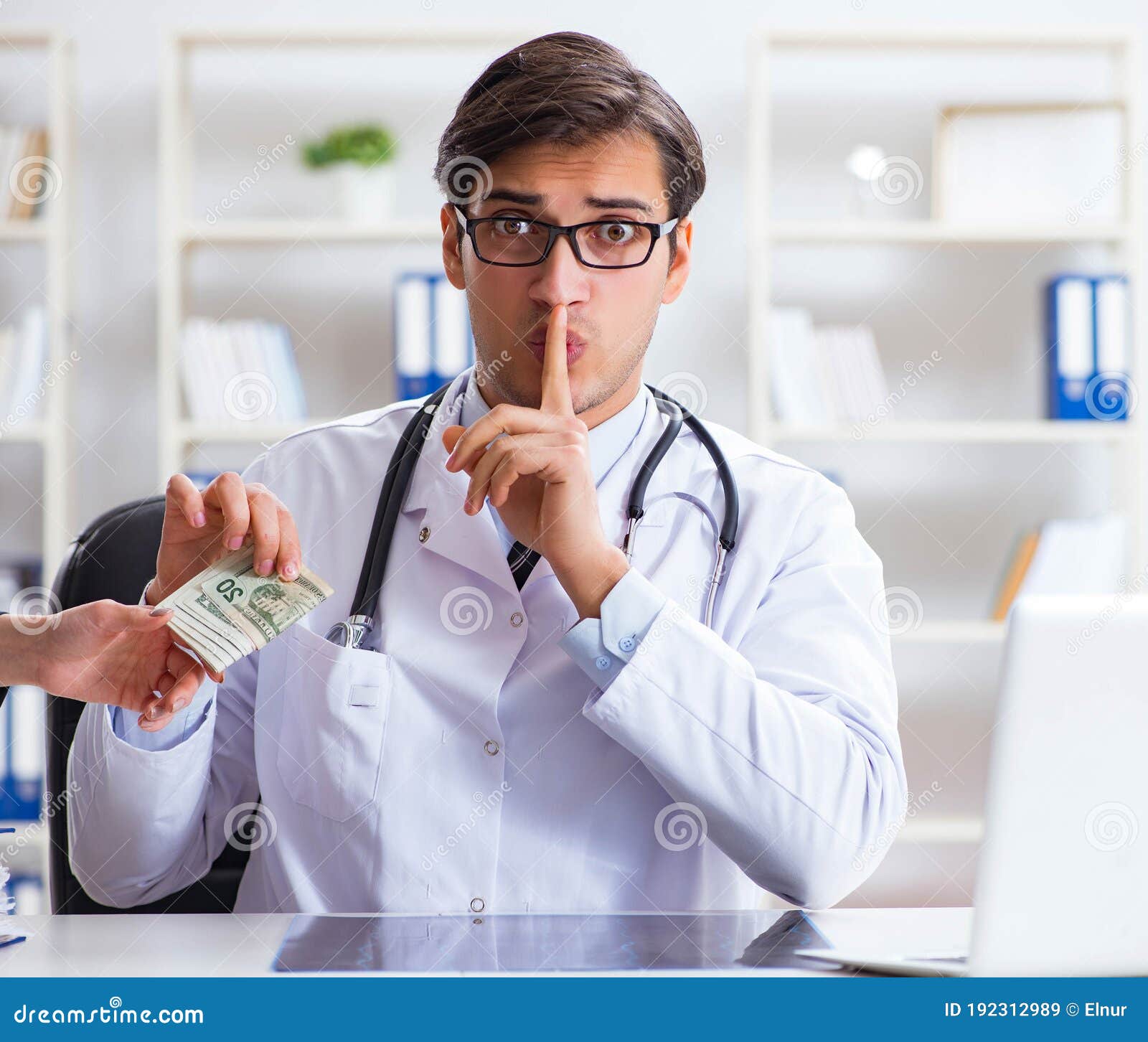 Doctor in Corruption Concept with Being Offered Bribe Stock Image ...