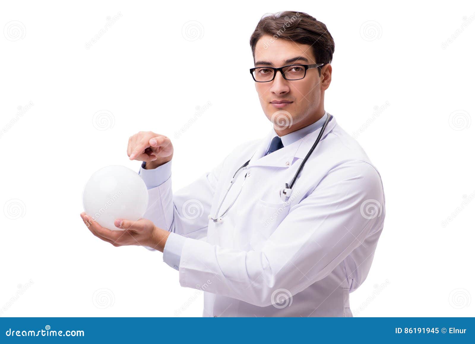 The Doctor With Crystal Ball Isolated On White Background Stock Image ...