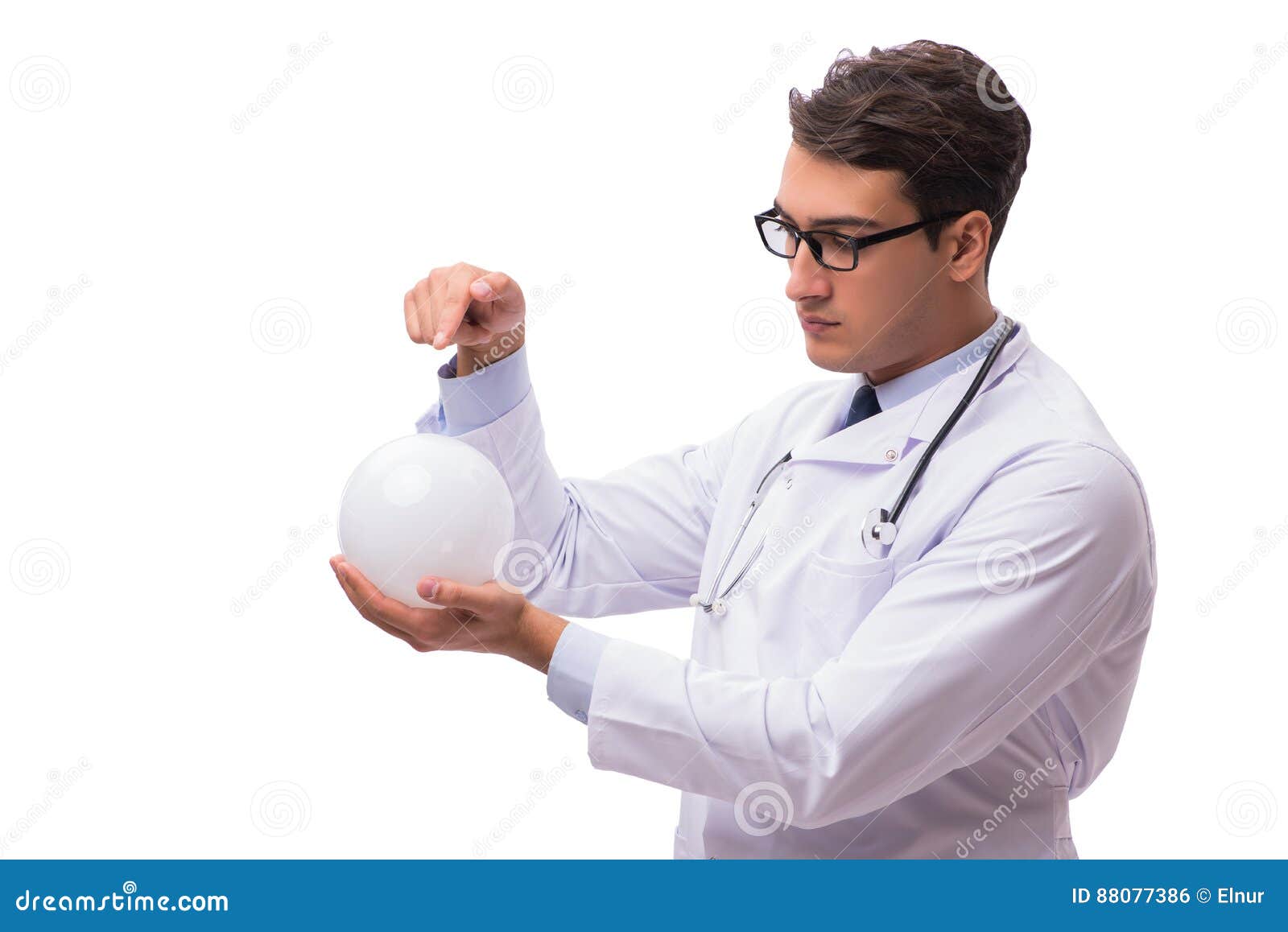 The Doctor with Crystal Ball Isolated on White Background Stock Photo ...