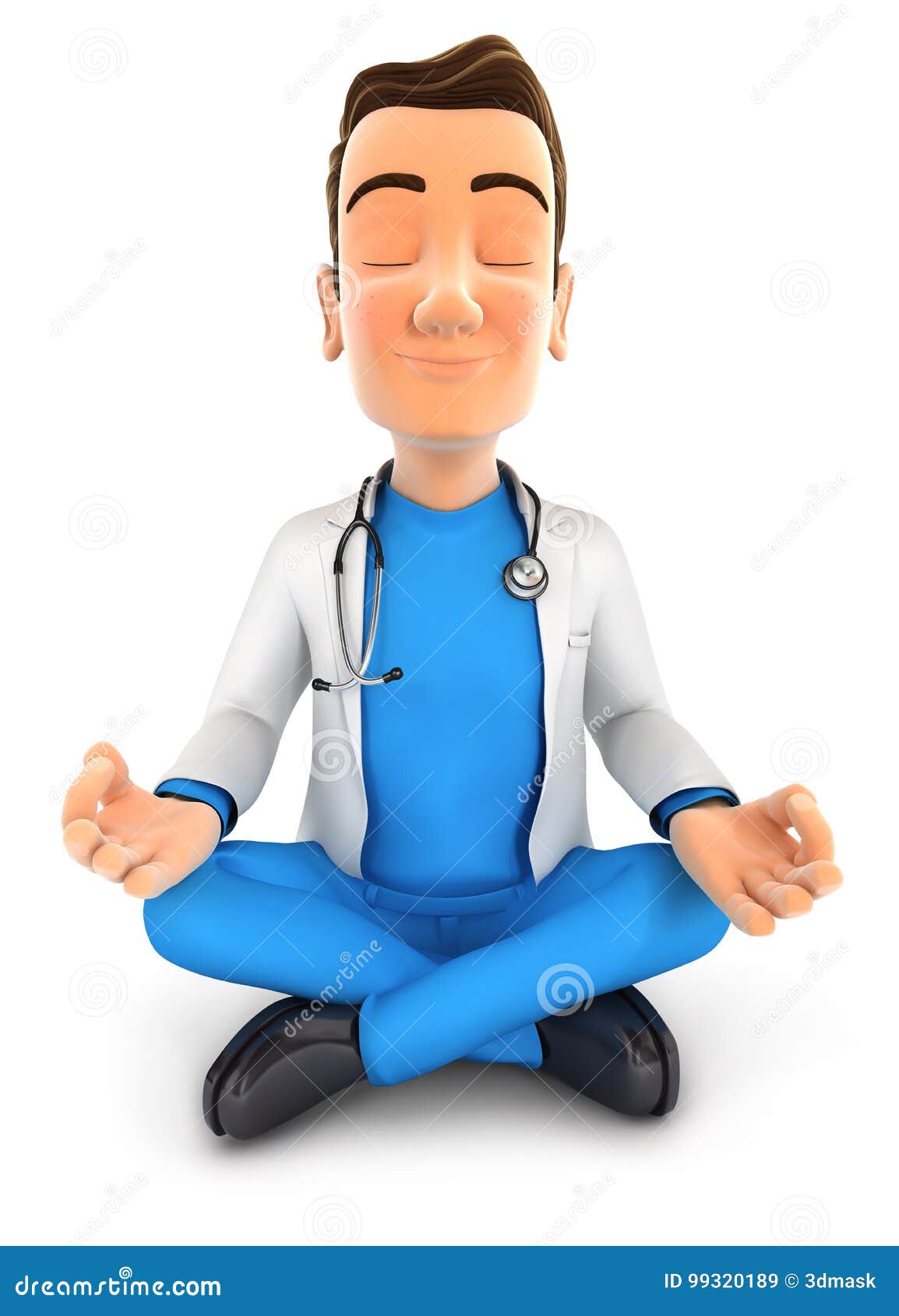 Doctor 3d que hace yoga stock de ilustración. Ilustración de hombre ...