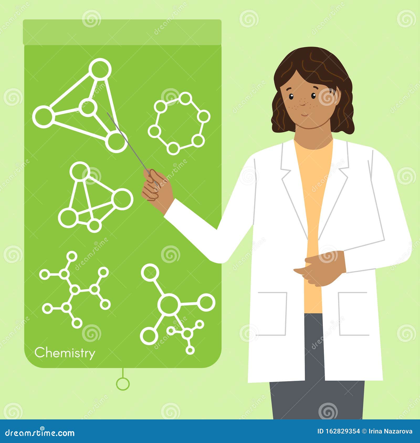 Dark-skinned Girl Chemist with a Pointer. International Day of Women ...
