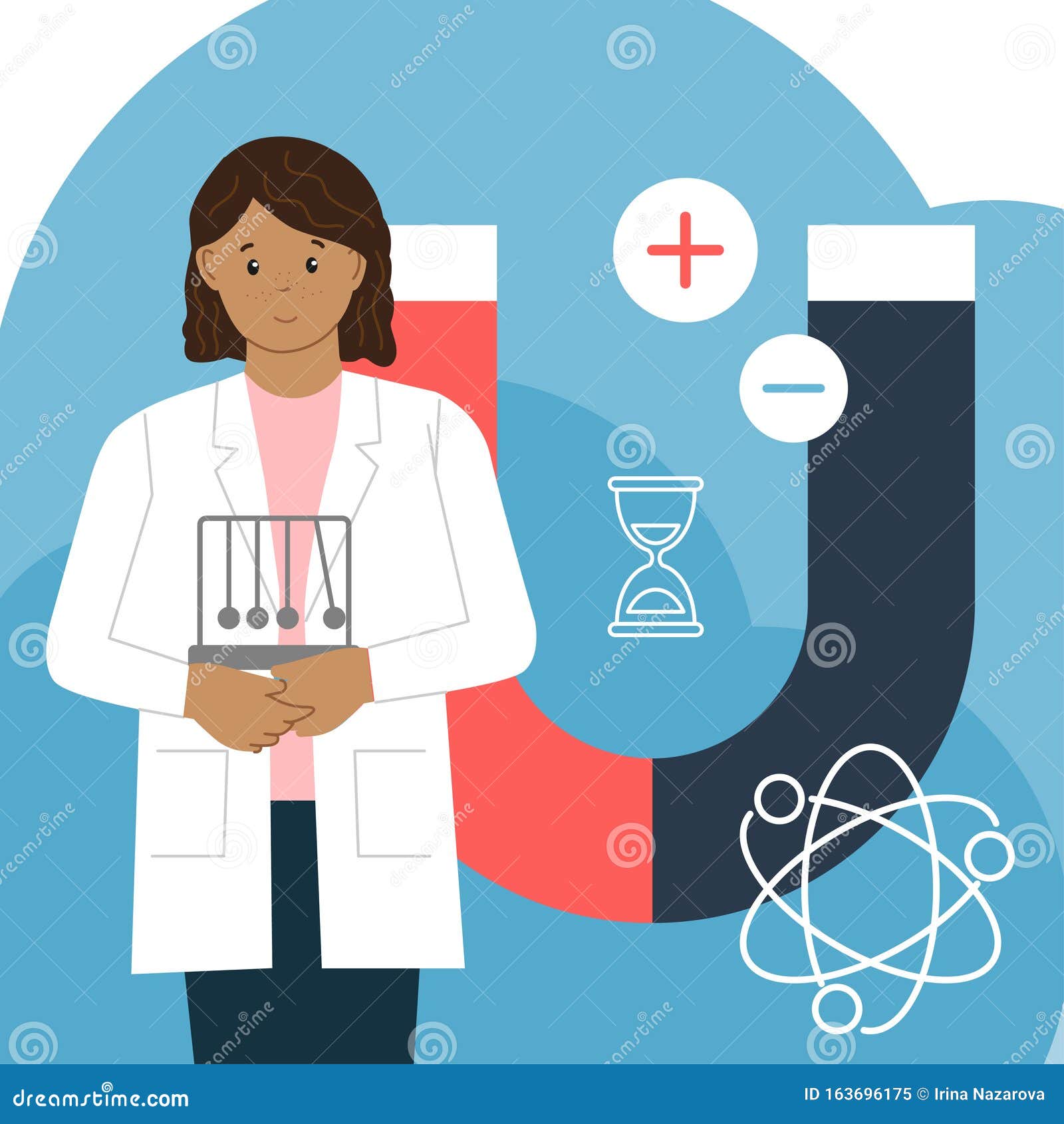 Physicist Woman With An Apple. International Day Of Women And Girls In ...