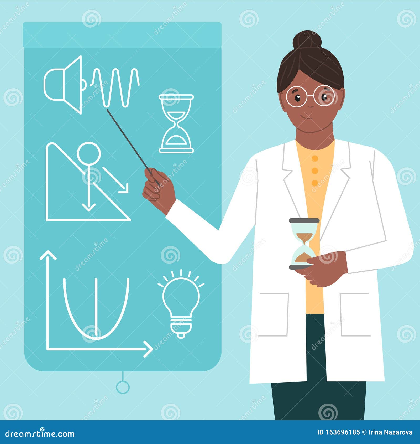 Physicist Woman With An Apple. International Day Of Women And Girls In ...