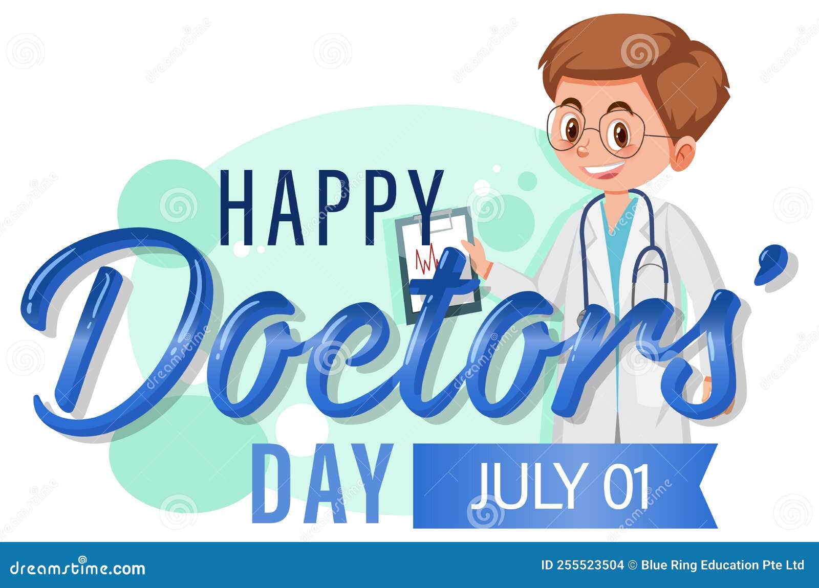 Doctor on Doctor Day in July Logo Stock Vector - Illustration of smile ...
