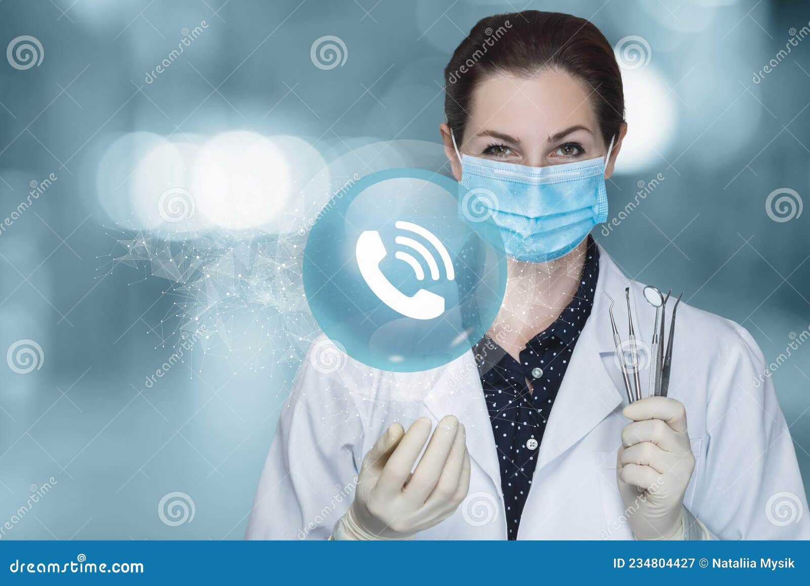 Doctor Dentist Showing Call Center Icon Stock Image - Image of disease ...